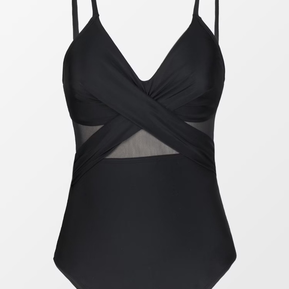 Swim | Nwt Black Mesh Cutout Swimsuit | Poshmark